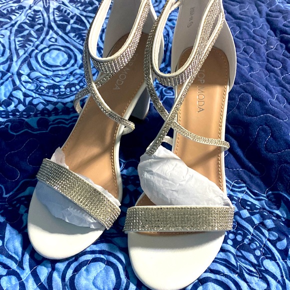 TOP Moda | Shoes | Top Moda Womens White Rhinestone Heels Prom Wedding ...